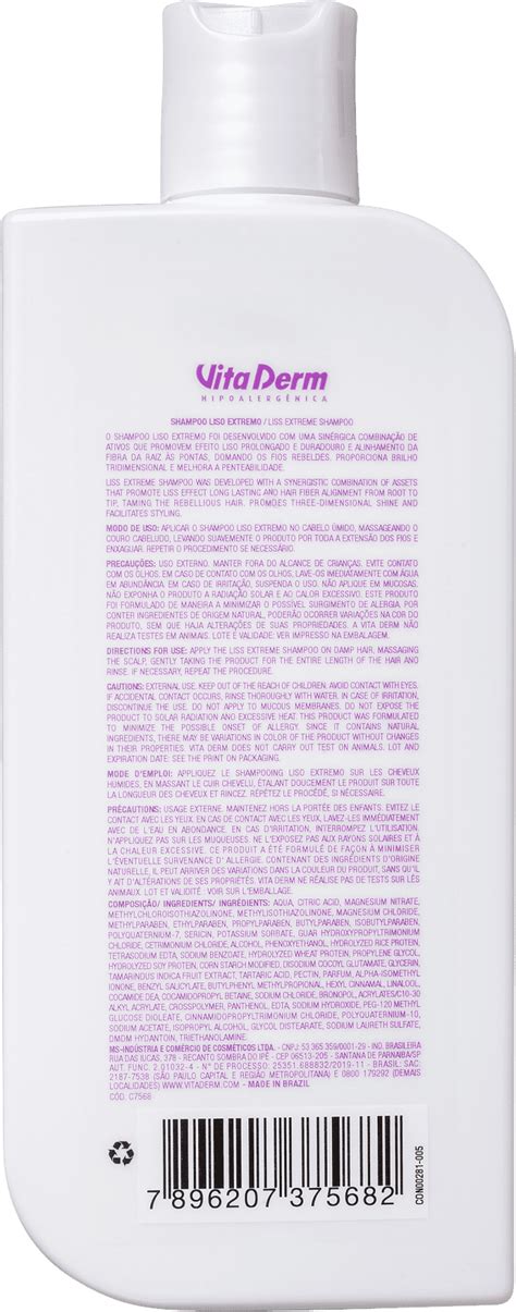 Shampoo Vita Derm Liso Extremo Beleza Na Web