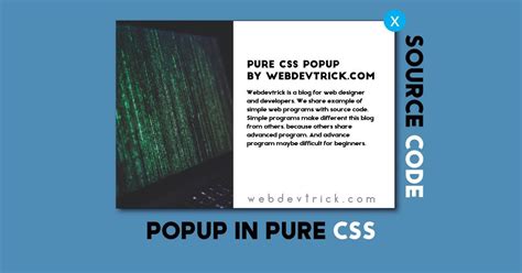 Popup In Pure Css And Html Without Javascript Get Example With Source
