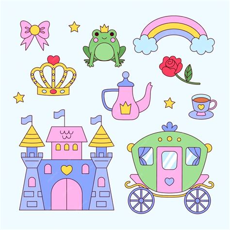 Premium Vector Hand Drawn Princess Elements Collection