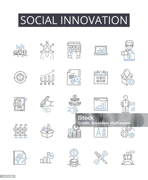 사회 혁신 라인 아이콘 컬렉션입니다 코칭 학습 육성 진행 개선 기술 성장 벡터 및 선형 그림 번성 성공 발전 개요 표지판 세트 개발에 대한 스톡 벡터 아트 및 기타 이미지