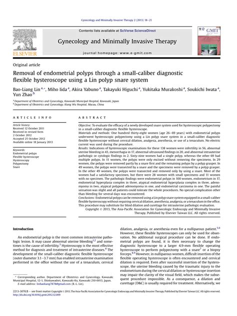pdf removal of endometrial polyps through a small caliber diagnostic