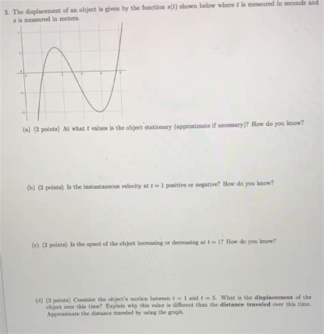 Solved The Displacement Of An Object Is Given By The Chegg