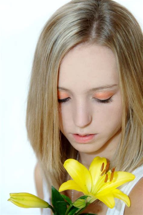 Beautiful Girl With Lily Stock Image Image Of Beautiful 6870379