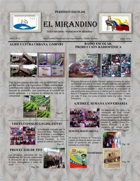 Periòdico Escolar Liceo Nacional Francisco De Miranda Mayo Julio2016 By