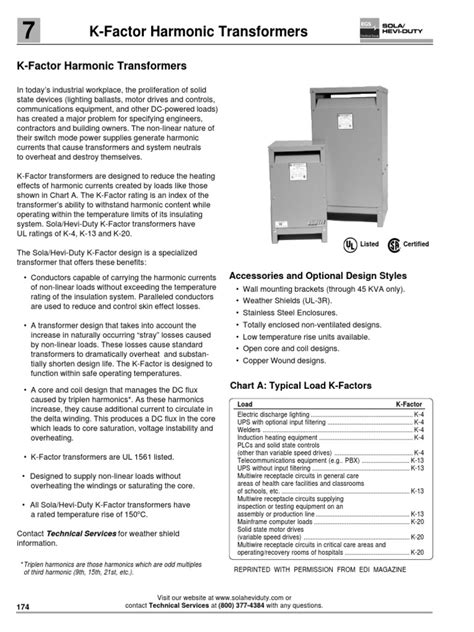 K Factor Harmonic Transformers Pdf Transformer Electric Motor