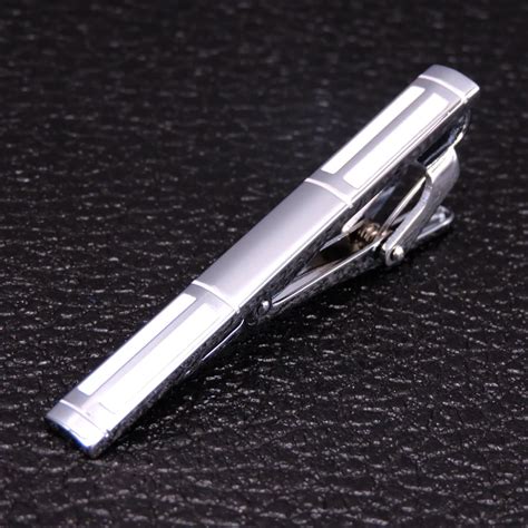 Hyx Classic White Tie Clips For Men High Quality Enamel Engrave Pattern