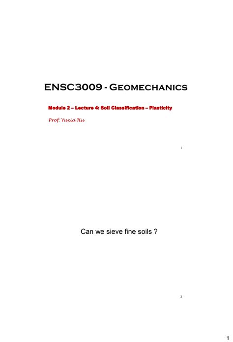 Module Lect Soil Classification Plasticity Note ENSC Geomechanics