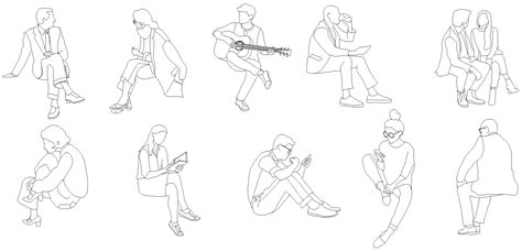 Human Figure And Silhouette Details Different Poses Dwg Autocad Drawing