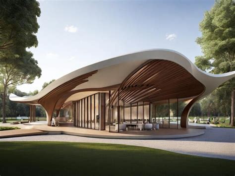 Pavilion Design Modern Exterior Perspective Premium Ai Generated Image