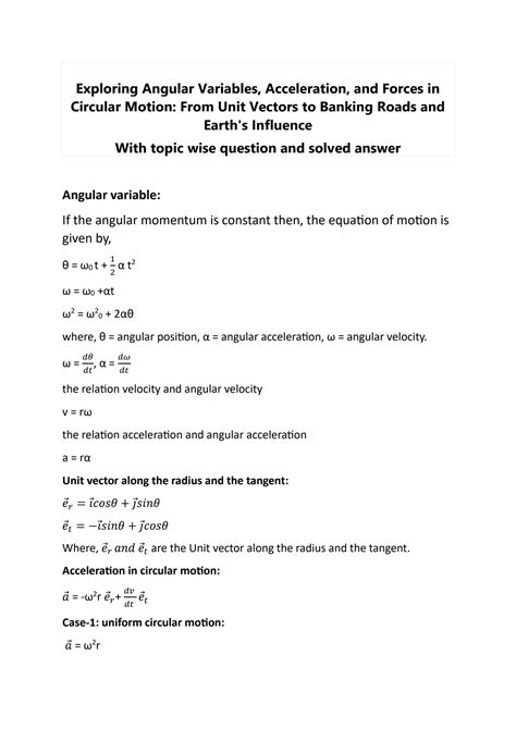 Solution Journey Through Circular Motion Understanding Angular