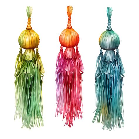 Premium Photo Watercolor Of Tassel Vibrant String With Fringe And