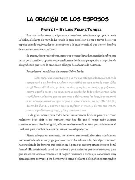 La Oración De Los Esposos Pdf Oración Creencia Religiosa Y Doctrina
