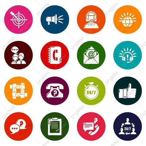 Call Center Clipart Hd PNG Call Center Icons Set Vector Colorful