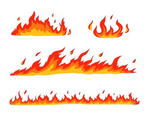 Premium Vector Fire Flame Cartoon Bonfire And Fiery Borders