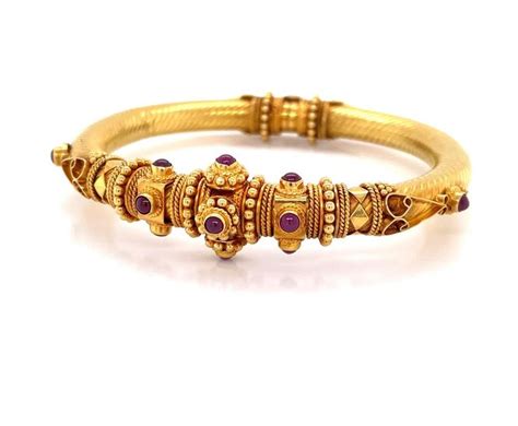 Ruby Cabochon Karat Yellow Gold Bangle Bracelet Gold Bangles Design Gold Wedding Jewelry