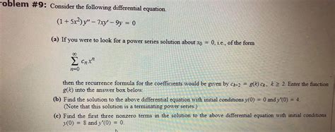 Solved Roblem 9 Consider The Following Differential