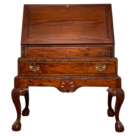 Bespoke Queen Anne Style Mahogany Drop Front Desk On Frame At 1stdibs