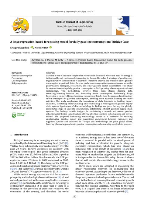 Pdf A Lasso Regression Based Forecasting Model For Daily Gasoline Consumption Türkiye Case