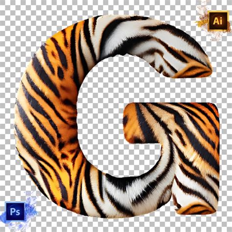 Letra del alfabeto con estilo a a z piel de tigre diseño de letra g