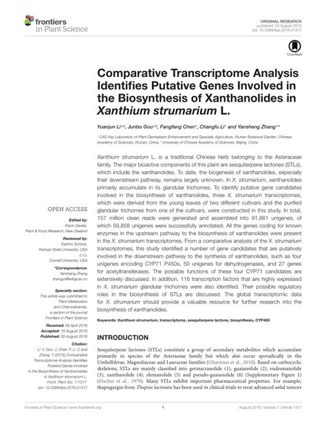 Pdf Comparative Transcriptome Analysis Identifies Putative Genes