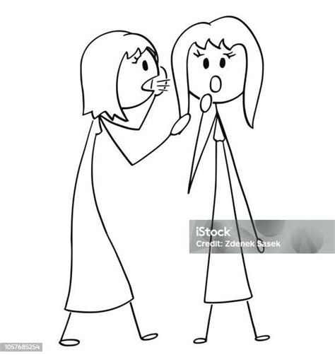 여자 또는 비밀 놀된 여자의 귀에 속삭이는 사업가의 만화 개념에 대한 스톡 벡터 아트 및 기타 이미지 개념 경영자 경외감 Istock