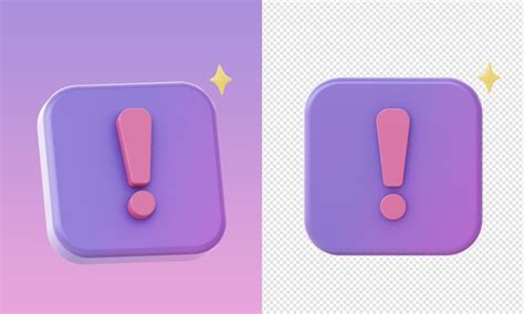 Ui Ux 웹 모바일 앱 소셜 미디어 광고 디자인을 위한 간단한 3d 보라색 느낌표 아이콘 프리미엄 Psd 파일