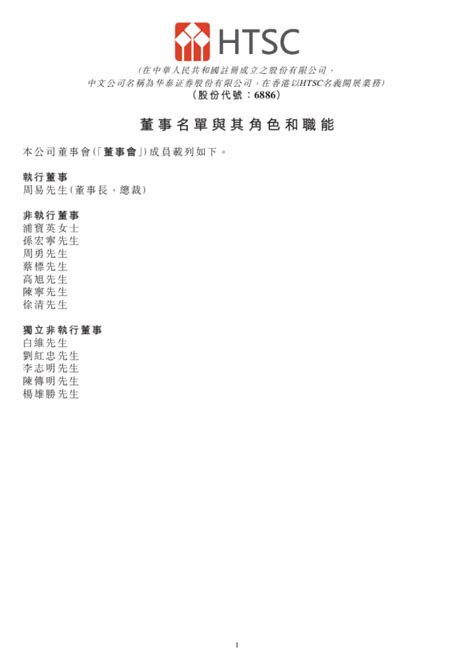 董事名单与其角色和职能