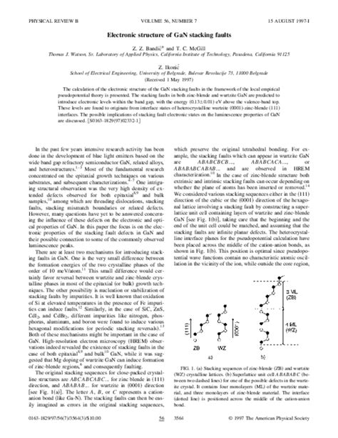 Pdf Electronic Structure Of Gan Stacking Faults Zvonimir Bandic