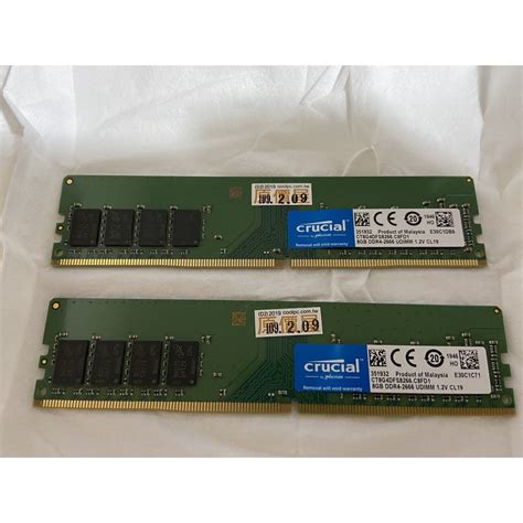 桌上型 電腦 記憶體 美光 Crucial Ram Ddr4 2666 單條8g 兩條雙通道合購共16g有優惠 蝦皮購物