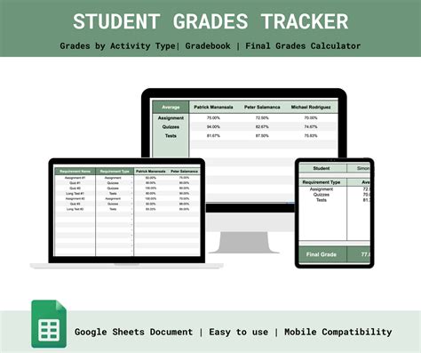 Student Grades Tracker For Teachers Spreadsheets Ph