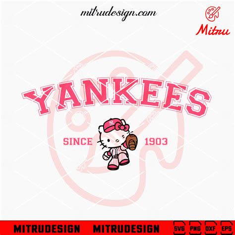 Pink Hello Kitty Yankees 1903 Svg Cute Kitty Ny Yankees Svg Png Dxf