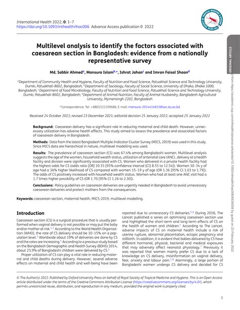 Pdf Multilevel Analysis To Identify The Factors Associated With Caesarean Section In