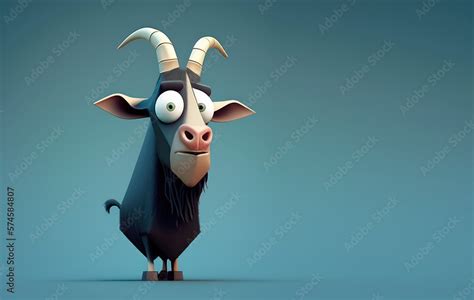 Funny Black Goat 3d Character Cartoon Goat With Big Eyes 3d Render Illustration Generative Ai