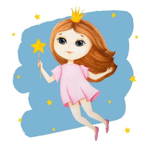 Premium Vector Cute Princess With A Magic Wand