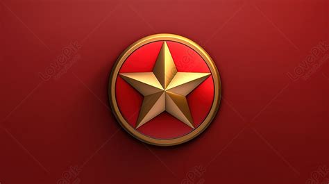 눈길을 끄는 3d 아이콘 빛나는 빨간색 무광 골드 플레이트의 눈부신 황금 별 기호로 소셜 미디어 배경에 적합합니다 눈길 배경 레드 골드 배경 아이 배경 이미지