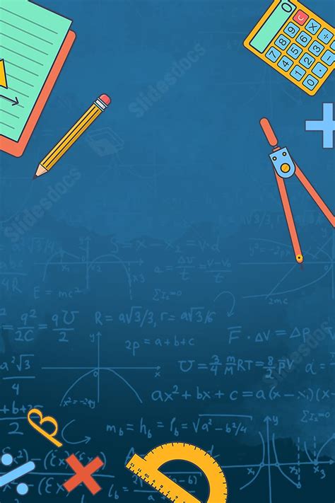 Simple Blue Mathematics Supplies For School Page Border Background Word