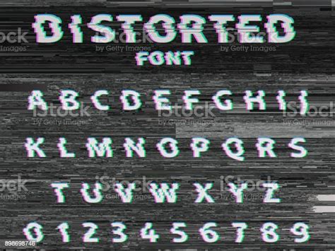 벡터는 왜곡 된 결함 폰트입니다 최신 유행 스타일 글자 서체입니다 3차원 형태에 대한 스톡 벡터 아트 및 기타 이미지 3차원 형태 Vcr 고풍스런 Istock