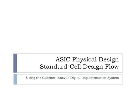 Pdf Asic Physical Design Standard Cell Design Flow Dokumentips