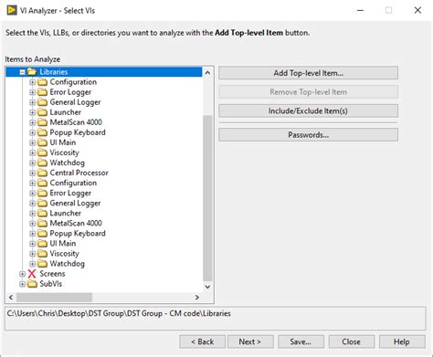 Vi Analyzer Select Vis Shows Multiple Duplicate Folders In The Items To Analyze Control Ni