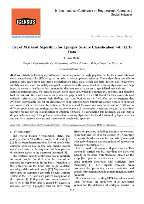 PDF Use Of XGBoost Algorithm For Epilepsy Seizure Classification With