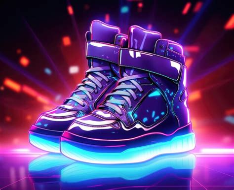 Premium Ai Image Sneakers With Glowing Cyberpunk Elements