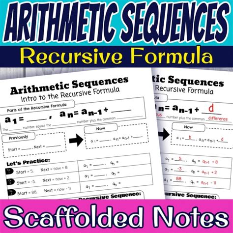 Arithmetic Sequences Recursive Formula Scaffolded Notes By Varsity Mathletes