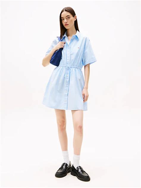 Gestreiftes Relaxed Fit Mini Hemdkleid Blau Tommy Hilfiger