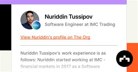 Nuriddin Tussipov Software Engineer At Imc Trading The Org
