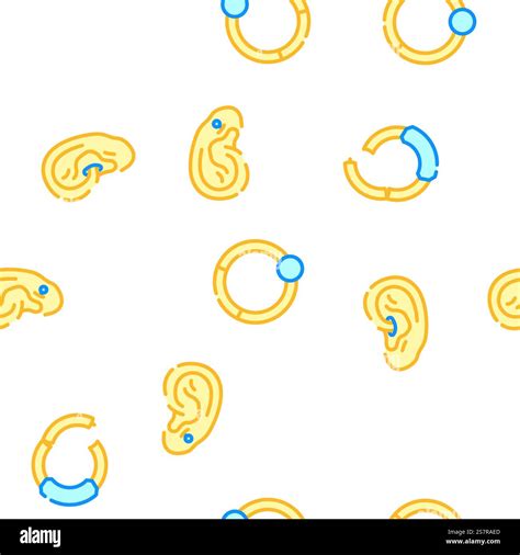Piercing Ring Earring Nose Vector Seamless Pattern Thin Line