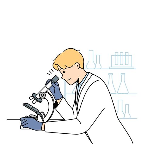 Person Looking Through Microscope Cartoon