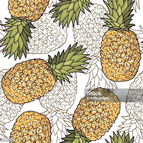 파인애플과 원활한 패턴 그래픽 양식에 일치시키는 도면입니다 벡터 일러스트레이션 0명에 대한 스톡 벡터 아트 및 기타 이미지
