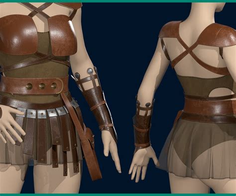 Artstation Female Warrior Outfit With Texture Zprjobjfbx4k Pbr