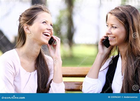 Two Teenage Girls Having Fun Outdoors Stock Image Image Of Outside