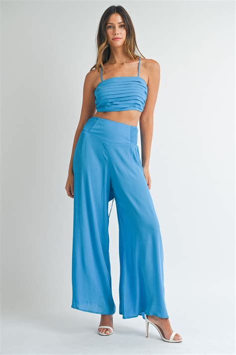 Jonquel Back Strap Top And Wide Pants Set Mable Clothing